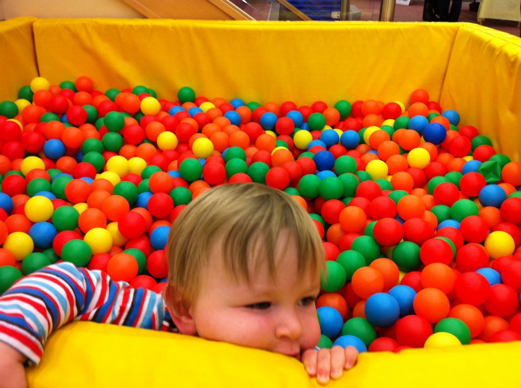 ball pit fun - Treading on Lego
