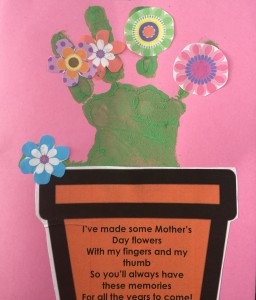Hand print Mother's Day card - Treading on Lego