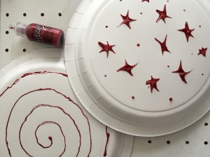 Paper plate fireworks - Treading on Lego